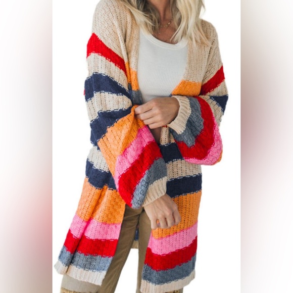Sweaters | Colorful Striped Knit Cardigan | Poshmark
